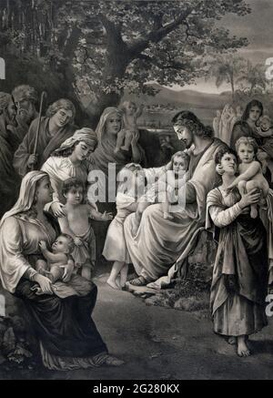 Religion, Jesus Christus hält die Bibel und Segen mit anderer Hand, Detail der Erleichterung ...