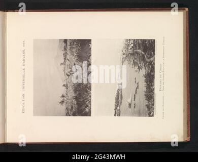 Zwei Fotoproduktionen von Gemälden, die die Installation des ersten ...