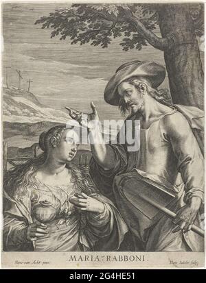 Christus erscheint als Gärtner Maria Magdalena, Hieronymus Wierix, nach Maerten de Vos, 1563 ...