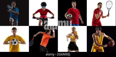 Sport Collage von Profisportlern oder Spielern auf weißem Hintergrund ...