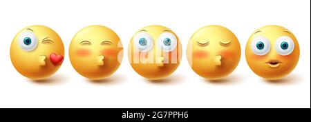 Küssendes Herz Cartoon Emoticon Emoji Icon Gesicht Stock-Vektorgrafik ...