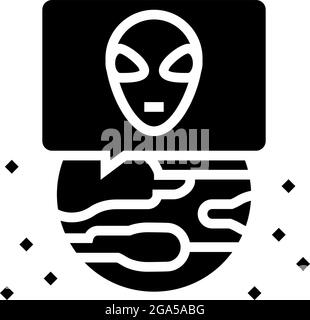 Alien Invasion des Planeten Glyphe Symbol Vektor-Illustration Stock ...