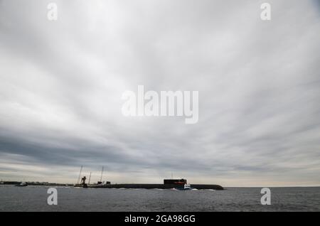 Juli 2021 - Severodwinsk. Das Atom-U-Boot „Belgorod“. Das größte U-Boot ...