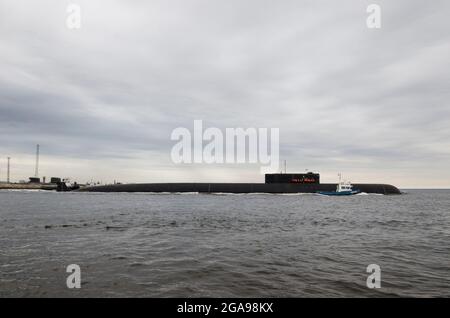 Juli 2021 - Severodwinsk. Das Atom-U-Boot „Belgorod“. Das größte U-Boot ...