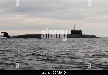 Juli 2021 - Severodwinsk. Das Atom-U-Boot „Belgorod“. Das größte U-Boot ...