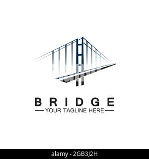 Brückenliniensymbol - Hängebrücke einfaches Piktogramm im linearen Stil ...