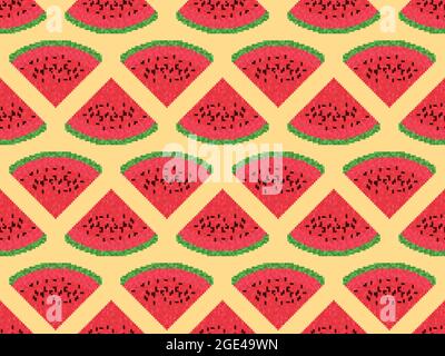 Scheibe Wassermelone Pixel Art. 8 Bit Rote Melone Vektor-Illustration ...