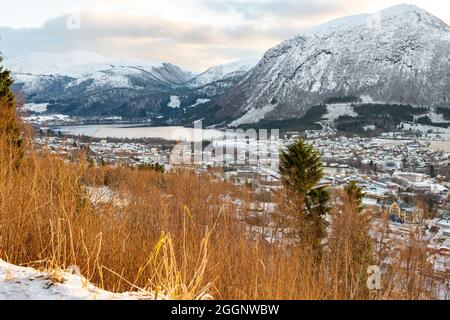 Blick auf Volda im Winter. Norwegen Stockfotografie - Alamy