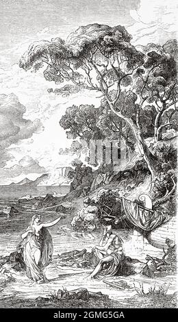 Ulysses landet auf der Insel der Kalypso" 1737. Öl auf Leinwand. Ulysses, auf dem Weg nach Hause ...