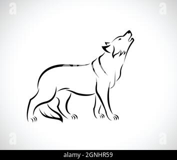 Heulende Wolf Symbol Vektor Umriss Illustration Stock-Vektorgrafik - Alamy