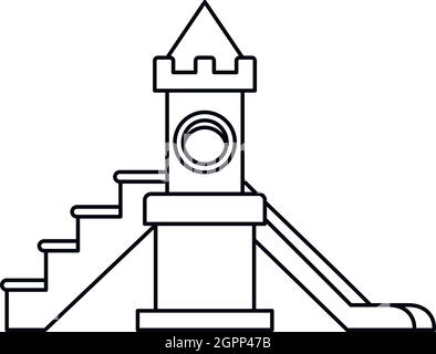 Kinder Rutsche Spielplatz Symbol, Umriss-Stil Stock-Vektorgrafik - Alamy