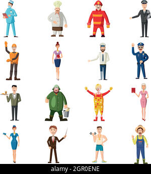 Menschen Berufe Cartoon-Symbole für Kinder mit Clowns Polizist Doktor ...