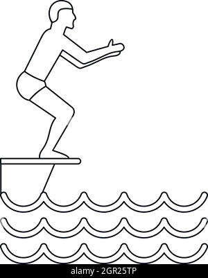 Turm im Pool für Sprungbrett Tauchen Sprungbrett Schwimmen Kontur ...