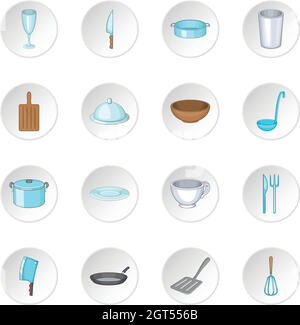 Essen Icon Set. Gerichte Symbole, Ansicht von oben. Vector Illustration ...