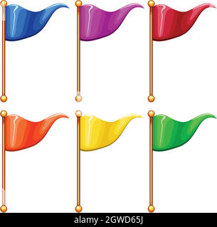 Satz von Banner mit Fahnen. Bunte Illustrationen mit den Flaggen der ...