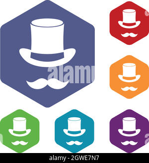 Zylinder hut Symbol unterzeichnen. Set mit 11 farbigen Buttons für Ihre ...