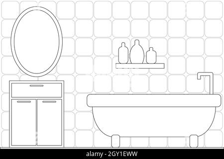 Badezimmer Hand gezeichnet Vektor Doodles Illustration. Bad Zimmer ...