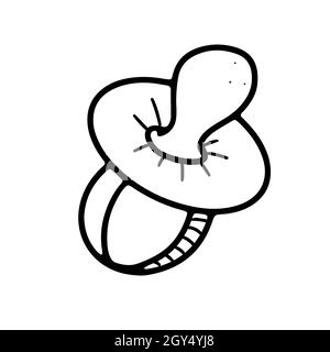 Baby mit schnuller Cartoon isoliert Schwarz und Weiß Stock-Vektorgrafik ...