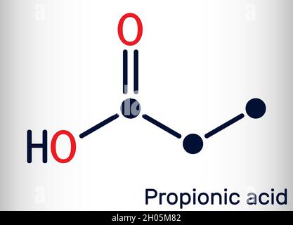 Propansäure, Propionsäure-Molekül. Es ist kurzkettige gesättigte ...