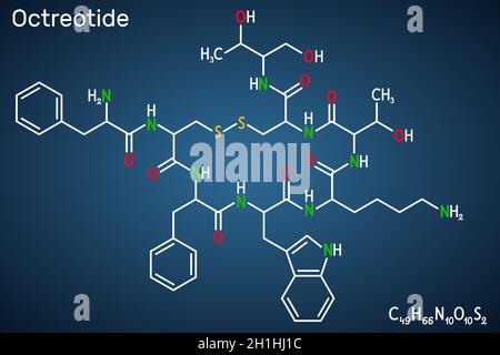 Octreotid-Molekül. Es ist Octapeptid, synthetisches Somatostatin analog ...