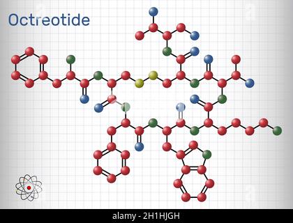 Octreotid-Molekül. Es ist Octapeptid, synthetisches Somatostatin analog ...