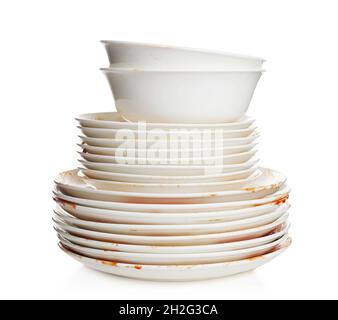 Restaurant und Catering - schmutziges Geschirr und Geschirr in der ...