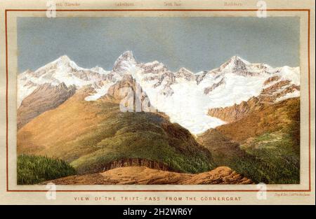 Der Gornergrat, ein felsiger Hügel der Pennine Alpen, mit Blick auf den ...