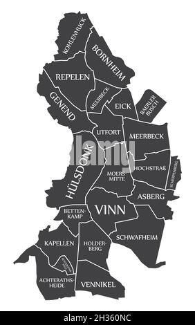 Moderner Stadtplan - Moers Stadt Deutschland mit Bezirken grau DE Stock ...