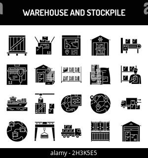 Symbole für Lager- und Lagerstapel-Farblinien gesetzt. Piktogramm für ...