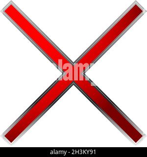 Roter X-Buchstabe, Zeichen, Signal. Beschränkung, Verbot, Ausrichtung ...