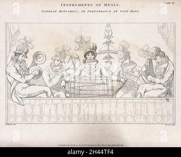 Musiker in den Vauxhall Gardens spielen eine Vielzahl von Instrumenten ...