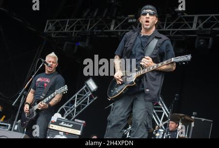 Danny Schuler von Biohazard live auf der Bühne am 3. Tag des Bloodstock ...