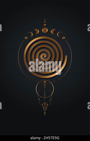 Mystische Blume des Lebens und Mondphasen, Heilige Geometrie. Goldsamen ...