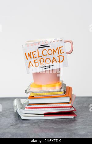 Text Zeichen angezeigt Willkommen im Ausland. Business Foto Text etwas ...