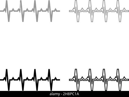 Herz EKG Diagramm Vektor. Gesundes Herz Rhythmus, Ischämie, Infarkt ...