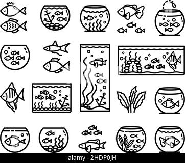 Verschiedene Arten von Fisch Umrisse Symbole im Set Sammlung für Design ...