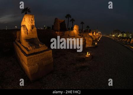 Die Allee der Sphinxes oder RAMS Road (El Kebash), ein historisches ...