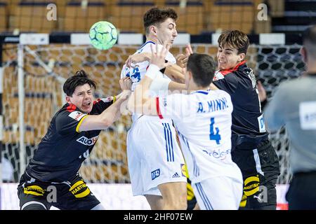 Aymeric Minne von Frankreich im Kampf gegen Milos Bozovic von ...
