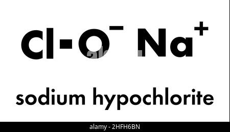 Natriumhypochlorit (NaOCl) Molekül. Wässriger Lösung wird als (Lauge ...