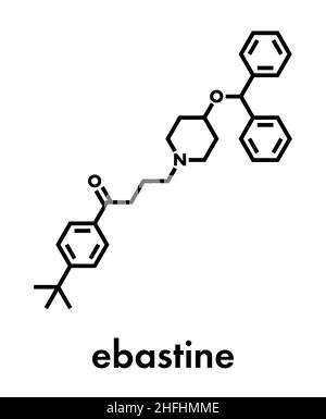 Ebastin antihistaminikum Droge Molekül. Skelettmuskulatur Formel Stock ...