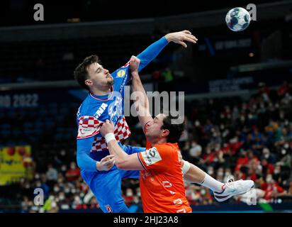 BUDAPEST, UNGARN - 26. JANUAR: Ivan Martinovic aus Kroatien, Tom Jansen ...