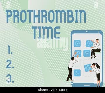 Handschriftliches Schild Prothrombinzeit. Konzept Bedeutung Bewerten ...