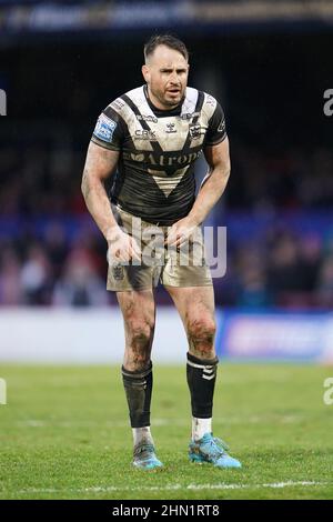 Darnell McIntosh #5 des Hull FC während des Vorspiels des Vorspiels ...