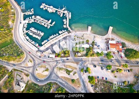 Dunat Strand und Hafen in Punat auf der Insel Krk Luftaufnahme, Kvarner ...