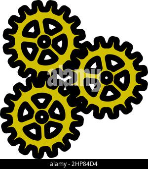 Zahnradsymbol. Kontur Zahnradsystem Vektor Symbol Farbe flach isoliert ...
