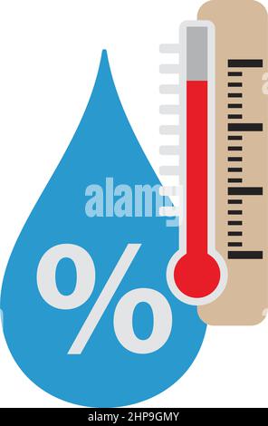 Symbol „Feuchtigkeit“. Symbol für Vektortemperatur trockene Luft ...