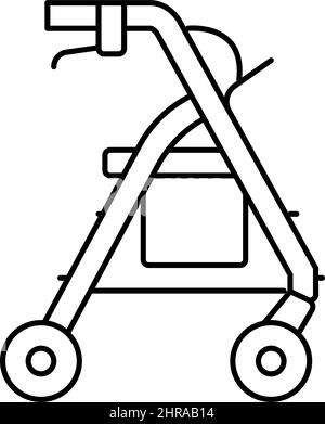 Rollator Walker Linie für Erwachsene Symbol Vektorgrafik Stock ...