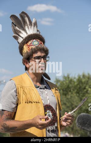 Bill ward, Chef der Metepenagiag Mi'kmaq Nation, spricht nach der ...