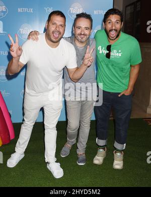 (L-R) Samuel Borkson, Frank Falcone und Arturo Sandoval III kommen in ...