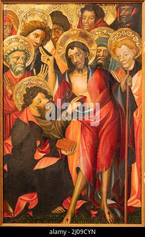 Mittelalterliche Malerei in der Kirche von Valencia, Spanien, das Mose ...